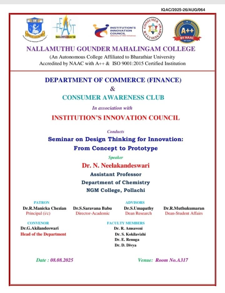 Seminar on Design Thinking for Innovation : From Concept to prototype ...
