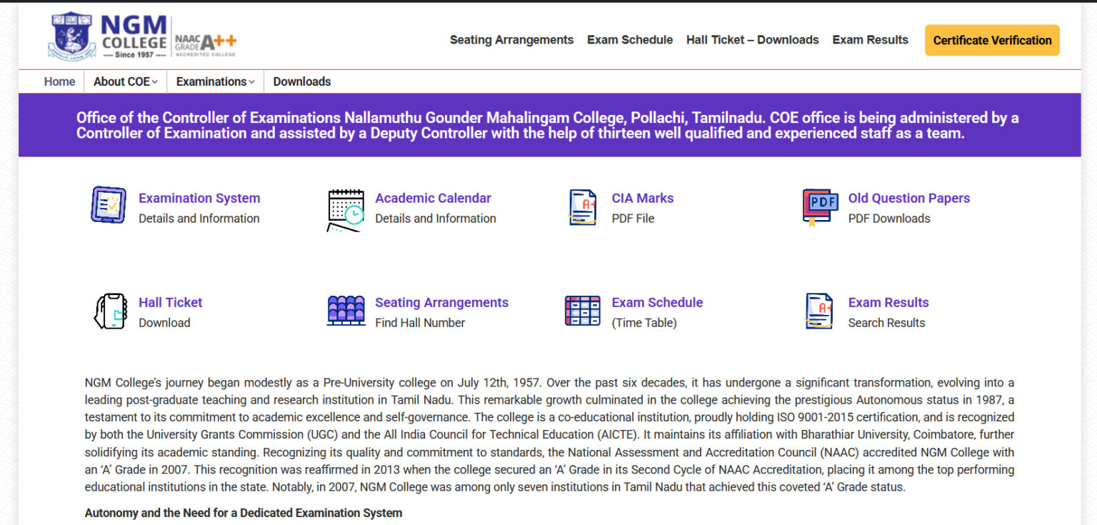 Examinations - NGM College - Pollachi